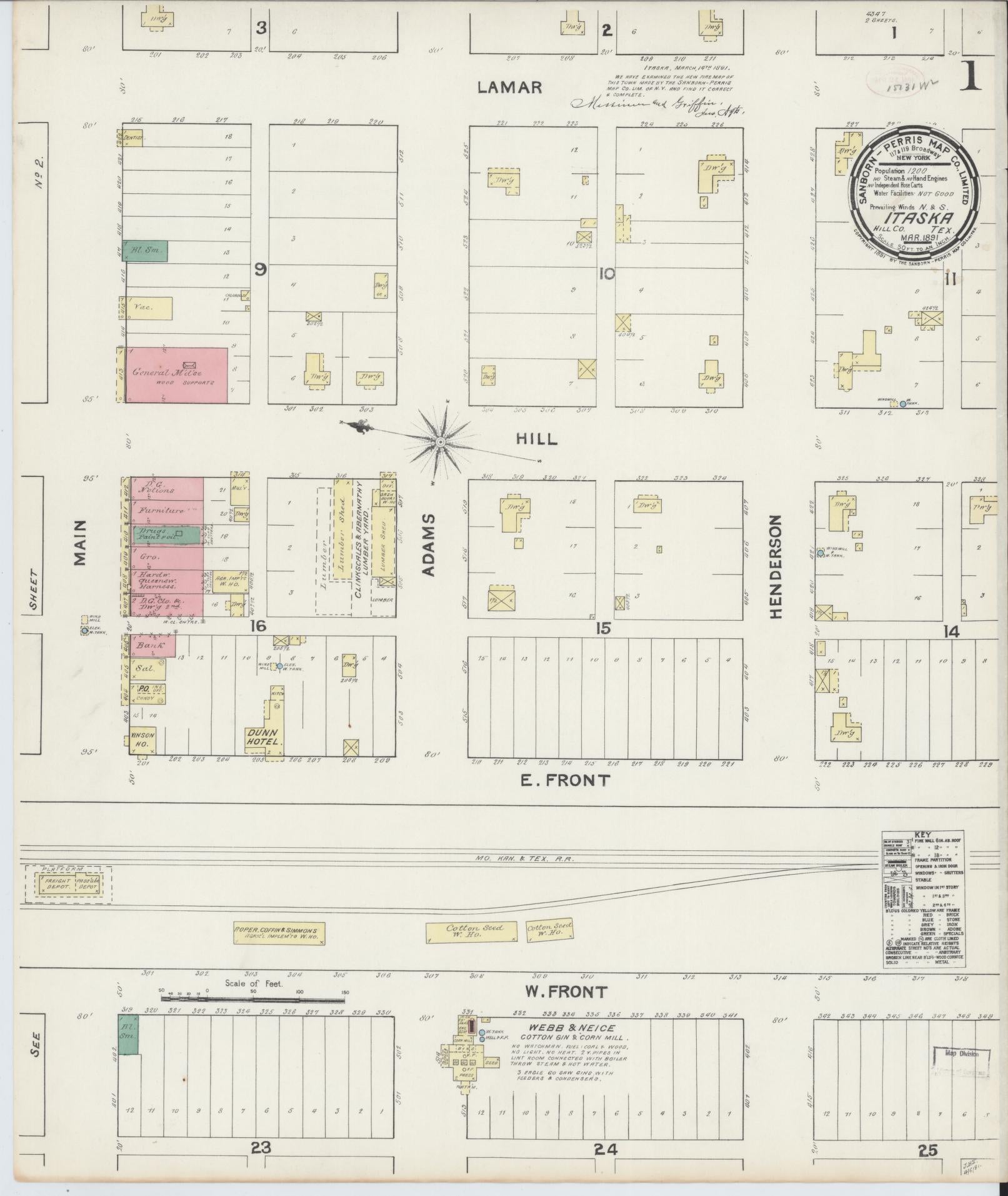 Sanborn Fire Insurance Map from Itasca, Hill County, Texas (1891 ...
