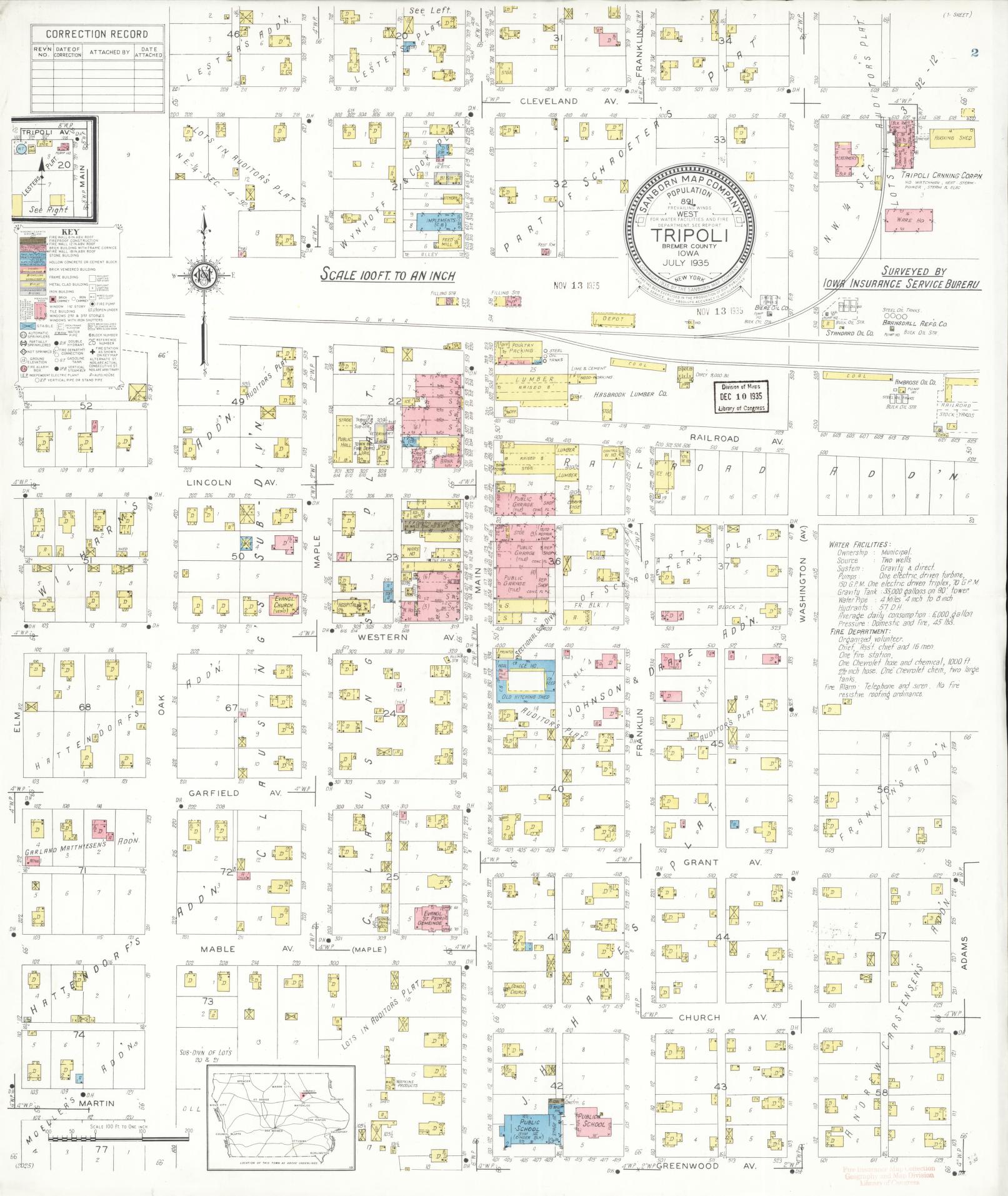 Sanborn Fire Insurance Map from Tripoli, Bremer County, Iowa (1935 ...
