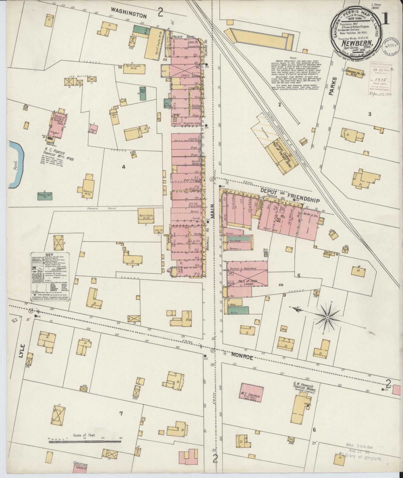 Sanborn Fire Insurance Map from Newbern, Dyer County, Tennessee (1900 ...