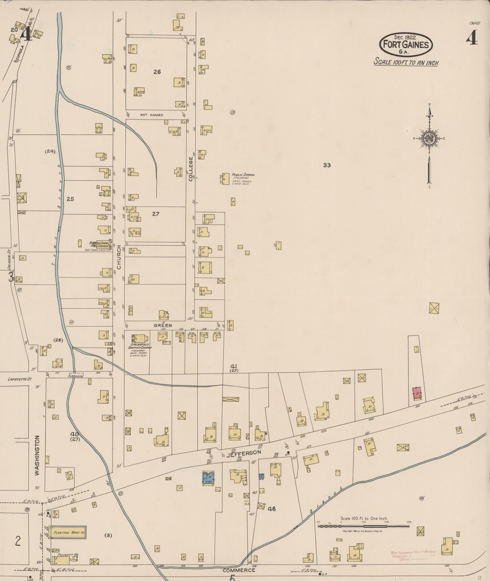 Sanborn Fire Insurance Map from Fort Gaines, Clay County, Georgia (1922 ...