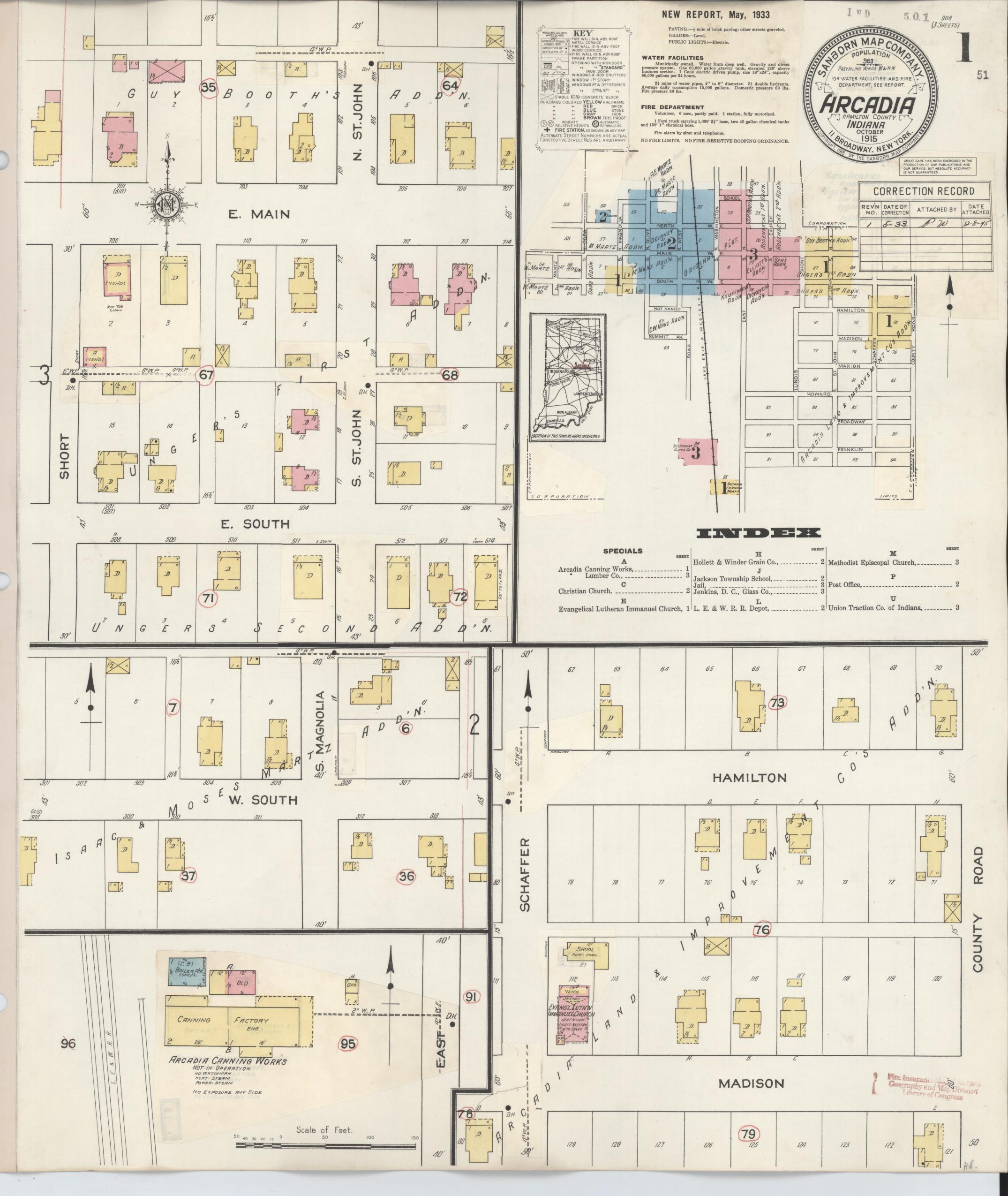 Sanborn Fire Insurance Map from Arcadia, Hamilton County, Indiana (1933 ...