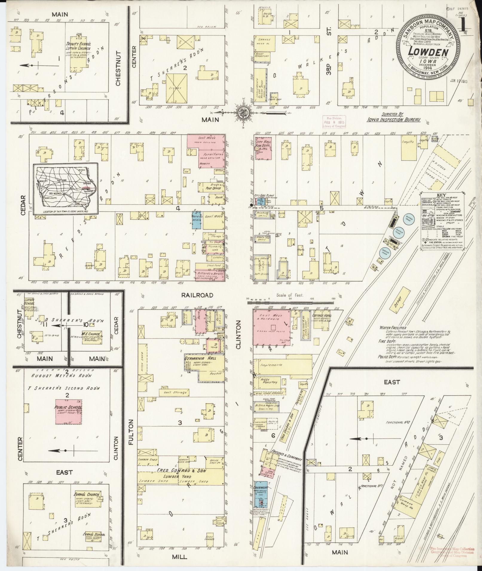 Sanborn Fire Insurance Map from Lowden, Cedar County, Iowa (1914 ...