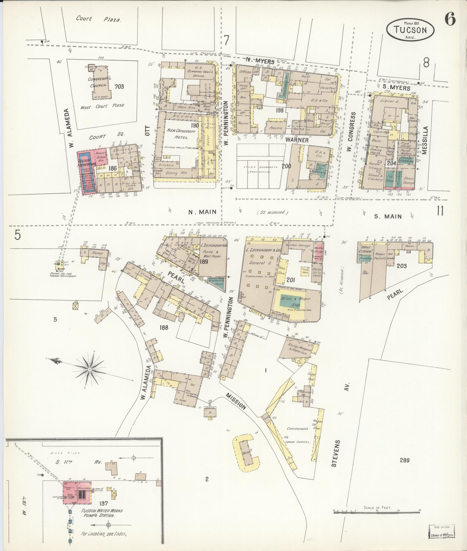 Sanborn Fire Insurance Map from Tucson, Pima County, Arizona (1901 ...