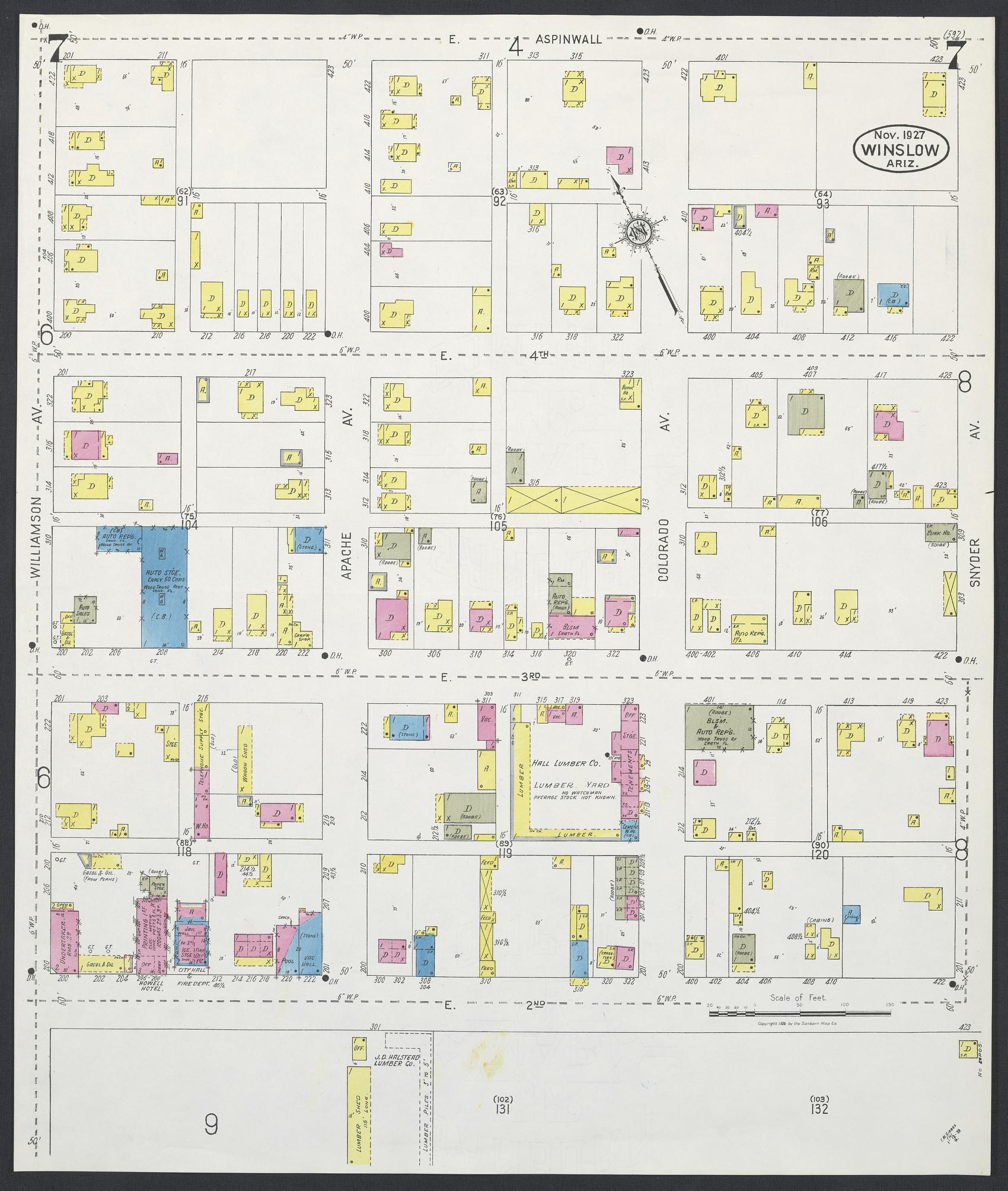 Sanborn Fire Insurance Map from Winslow, Navajo County, Arizona (1927 ...