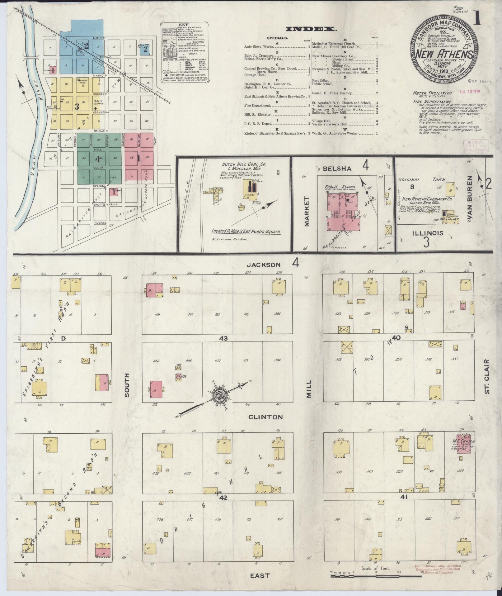 Sanborn Fire Insurance Map from New Athens, Saint Clair County ...