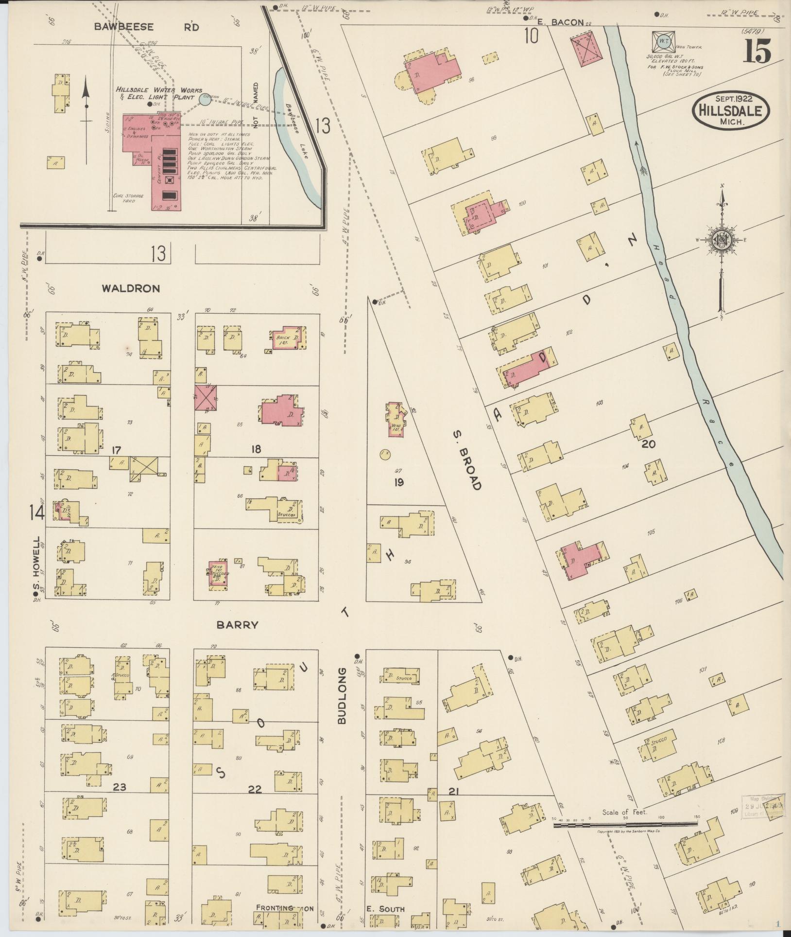 Sanborn Fire Insurance Map from Hillsdale, Hillsdale County, Michigan ...