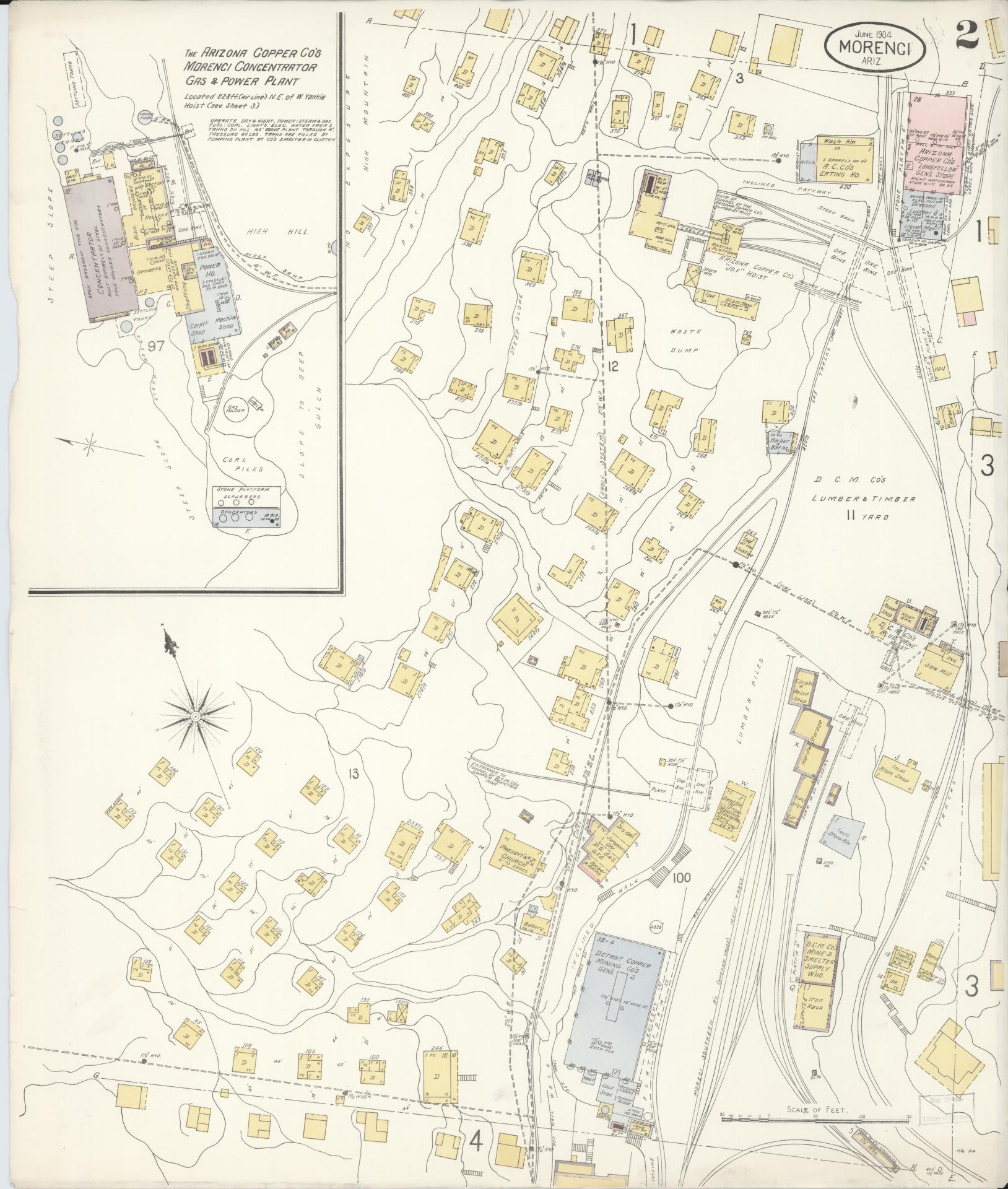 Sanborn Fire Insurance Map from Morenci, Greenlee County, Arizona (1904 ...