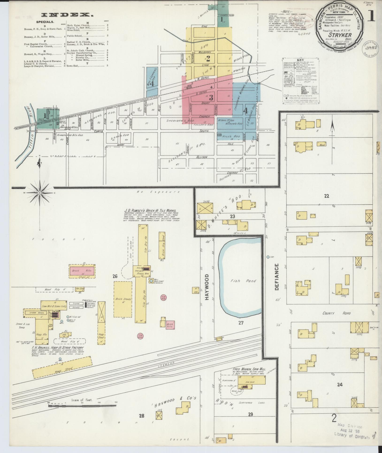 Sanborn Fire Insurance Map from Stryker, Williams County, Ohio (1899 ...