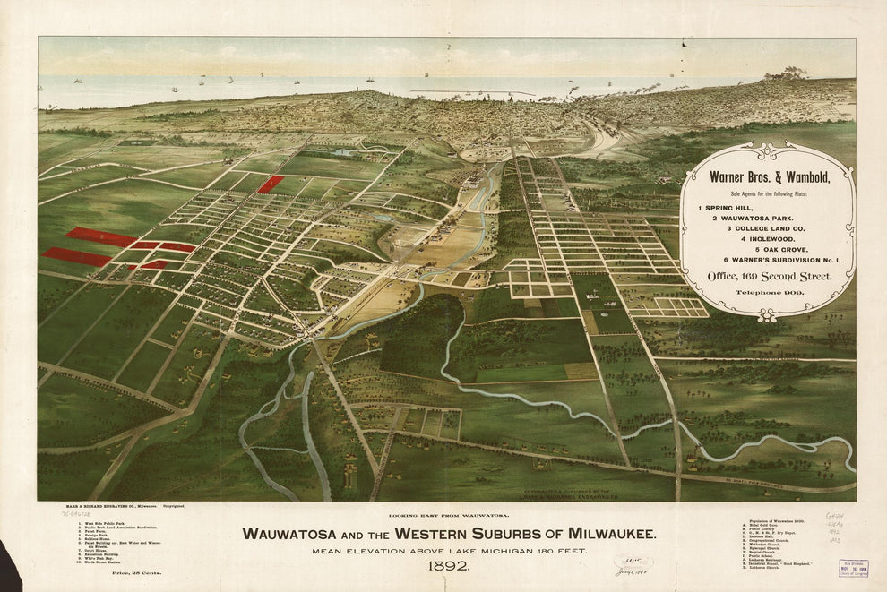 Wauwatosa and the western suburbs of Milwaukee 1892. (1892) | Old Maps ...