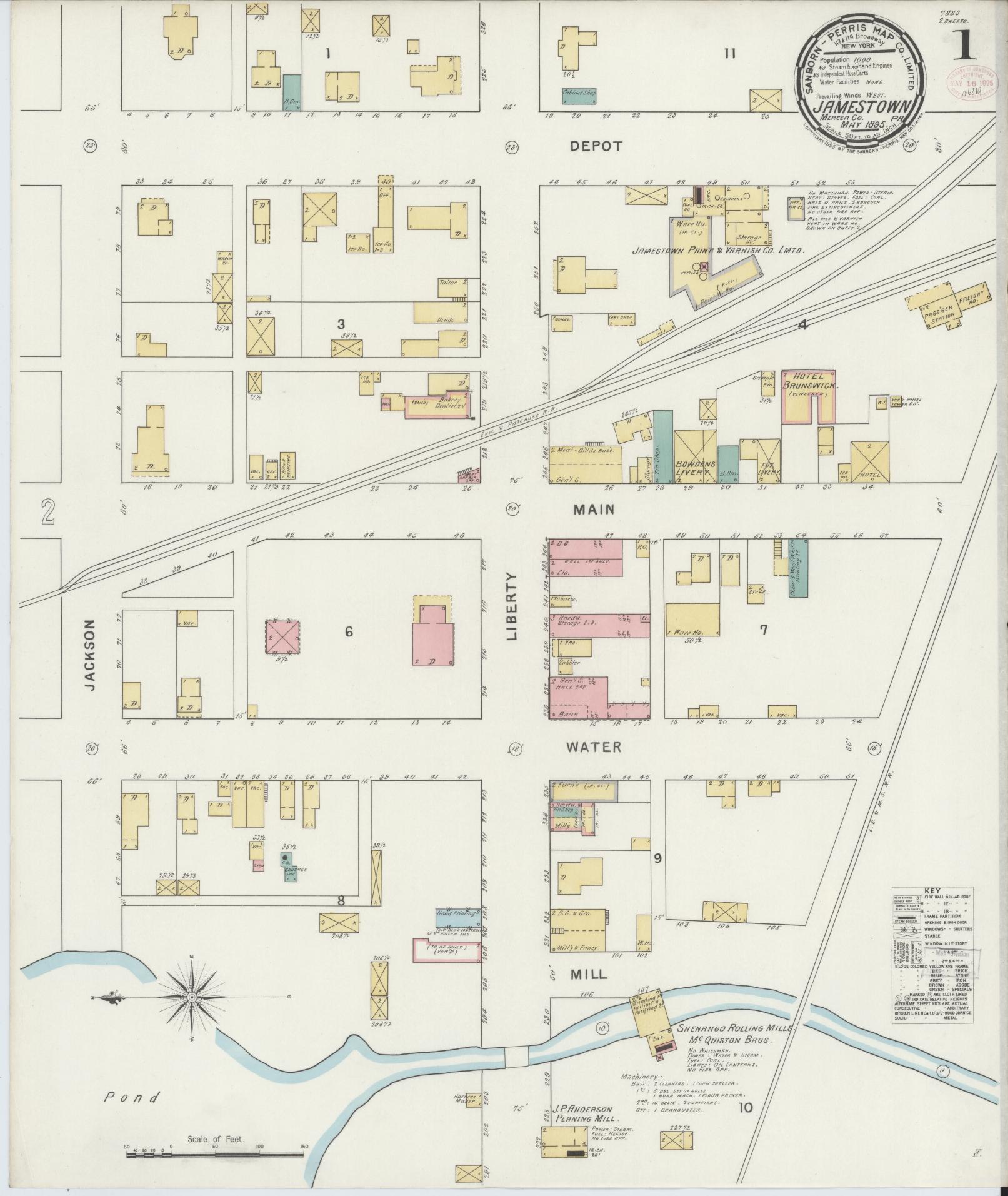 Sanborn Fire Insurance Map from Jamestown, Mercer County, Pennsylvania ...