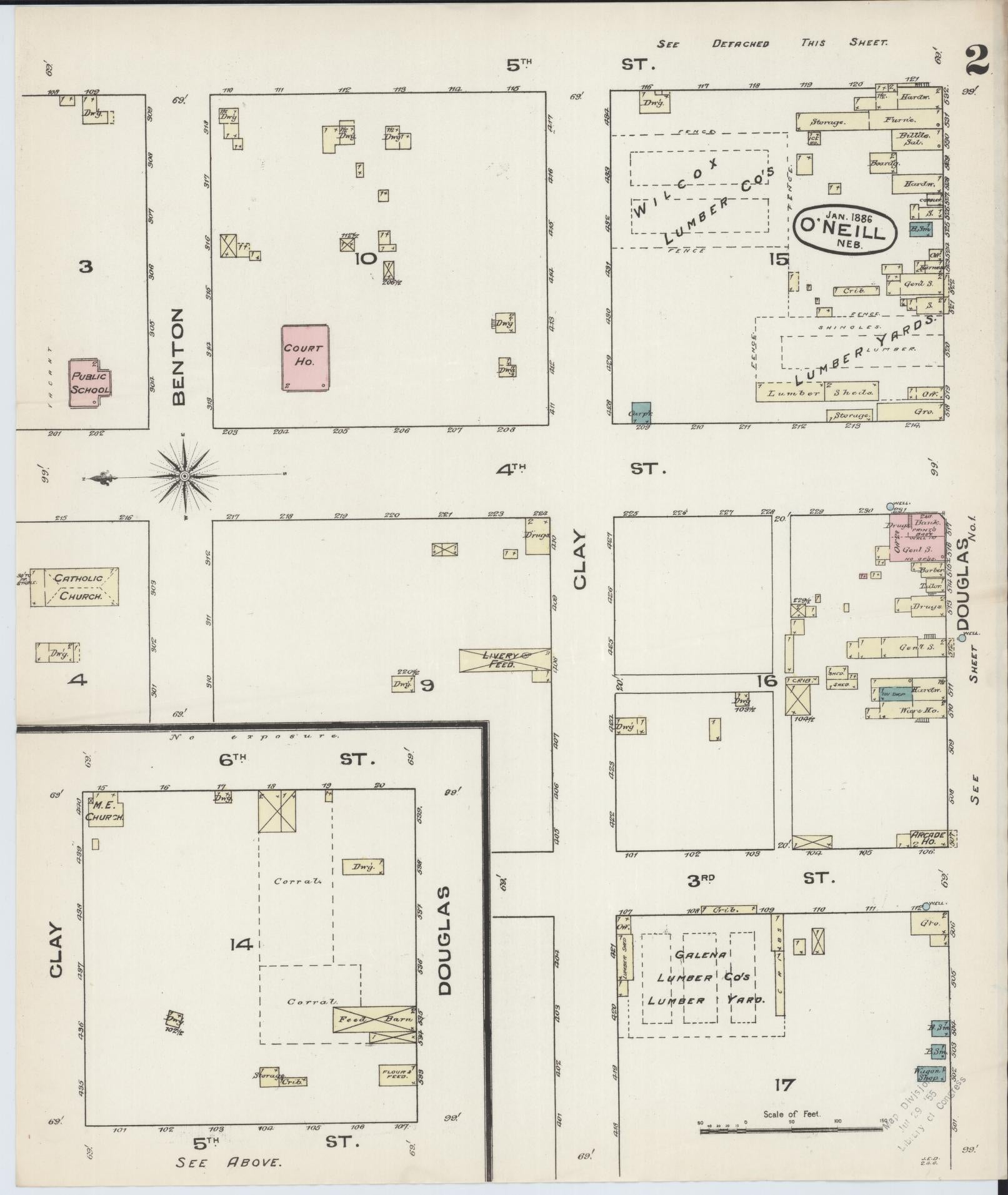 Sanborn Fire Insurance Map from O'Neill, Holt County, Nebraska (1886 ...