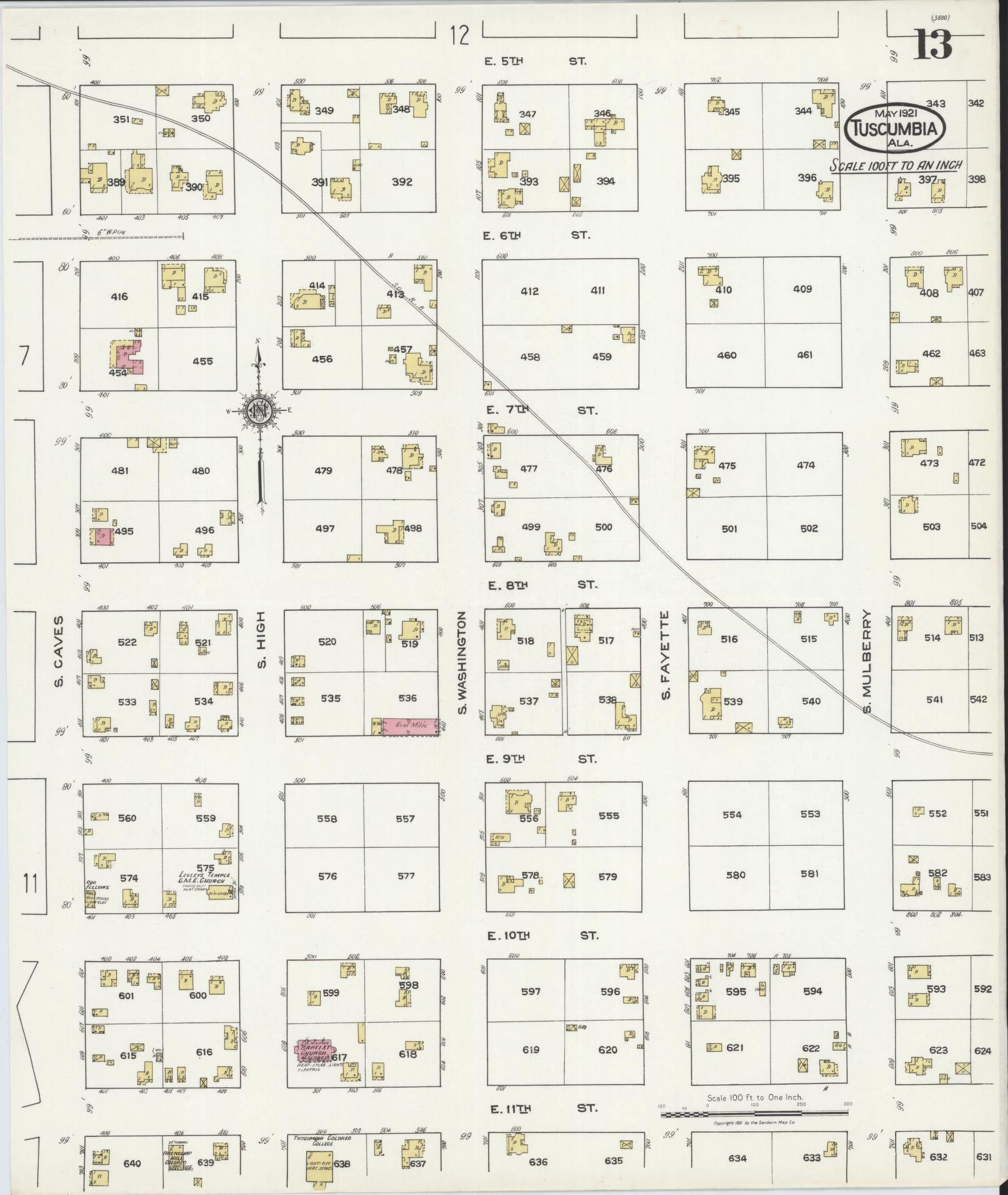 Sanborn Fire Insurance Map from Tuscumbia, Colbert County, Alabama ...