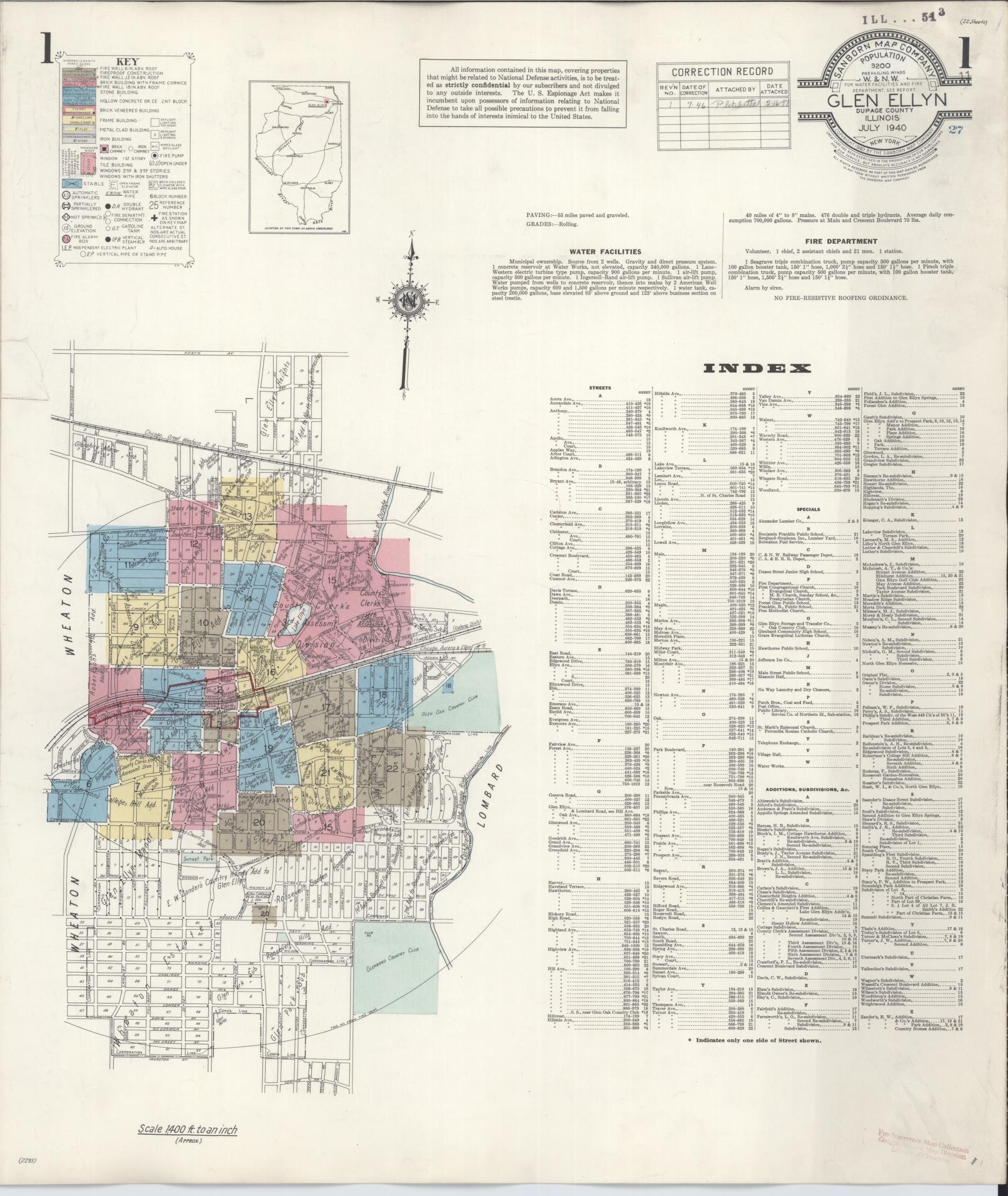 Sanborn Fire Insurance Map from Glen Ellyn, Du Page County, Illinois ...
