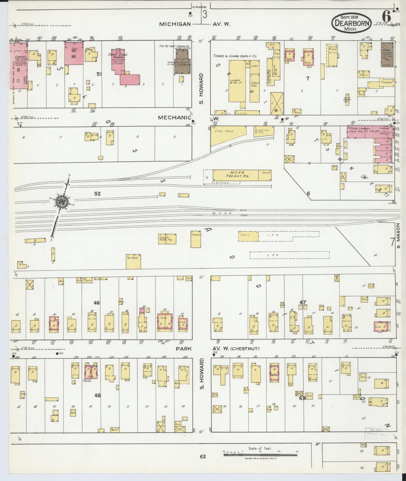 Sanborn Fire Insurance Map from Dearborn, Wayne County, Michigan (1919 ...