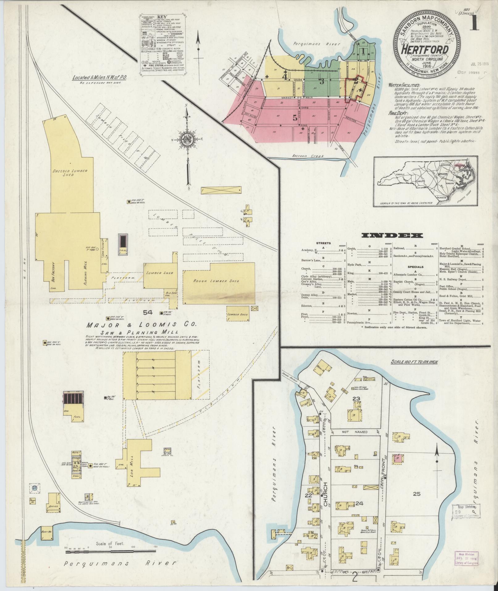 Sanborn Fire Insurance Map from Hertford, Perquimans County, North ...