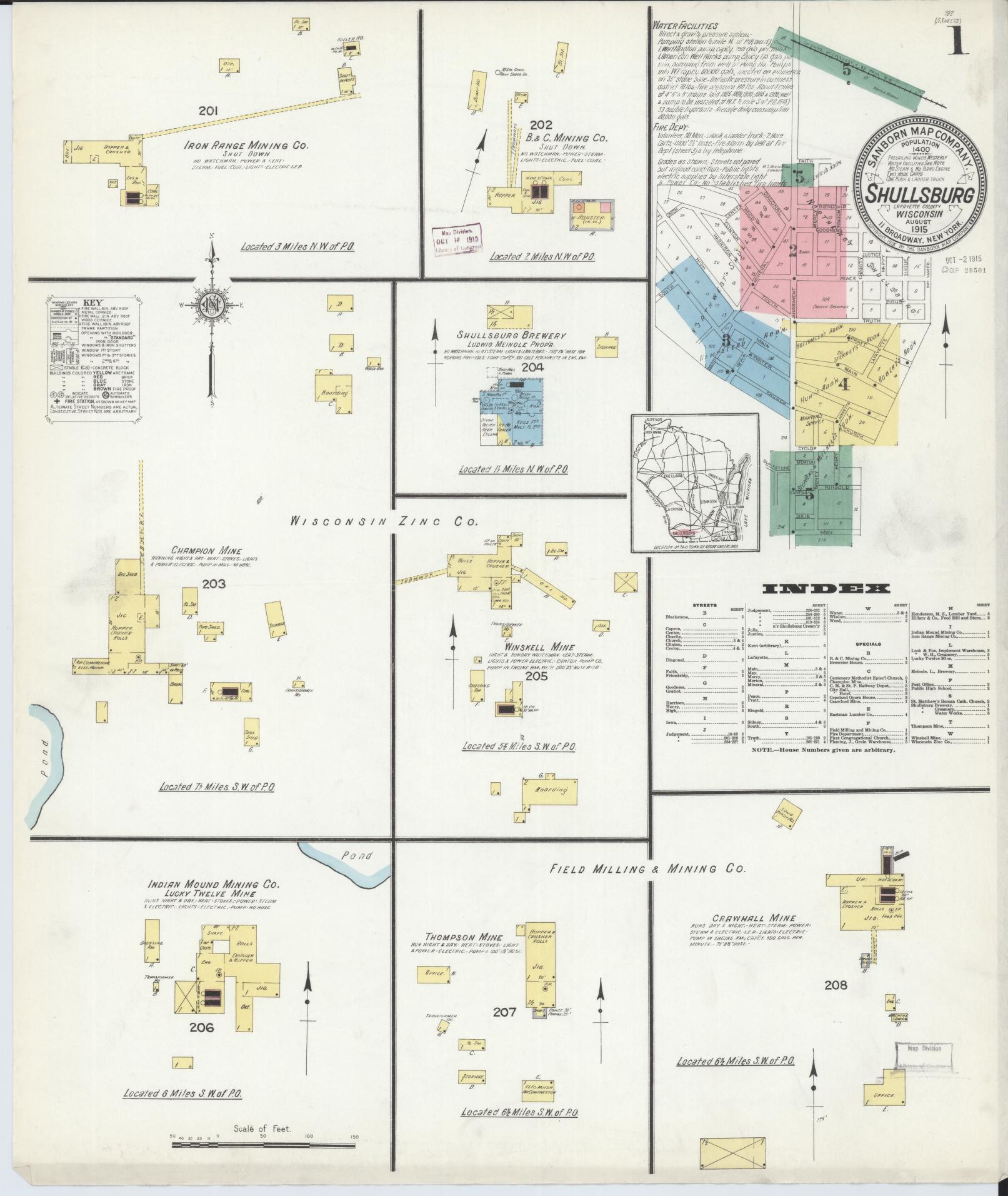 Sanborn Fire Insurance Map from Shullsburg, Lafayette County, Wisconsin ...
