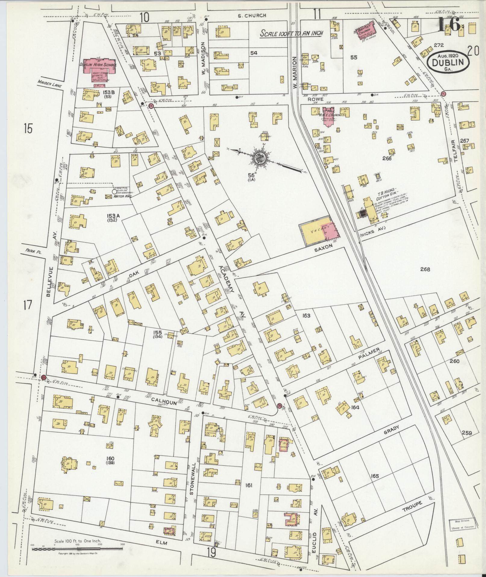 Sanborn Fire Insurance Map from Dublin, Laurens County, Georgia (1920 ...